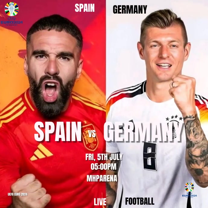 White Professional Euro 2024 Spain Vs Germany Template | PosterMyWall