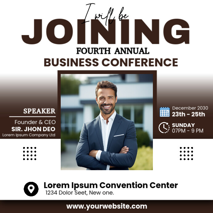 White Professional Event Attending Instagram Post Template | PosterMyWall