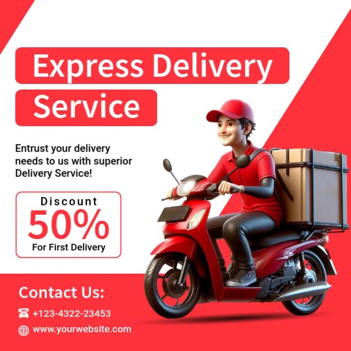 White Professional Express Delivery Service Instagram Post Template | PosterMyWall