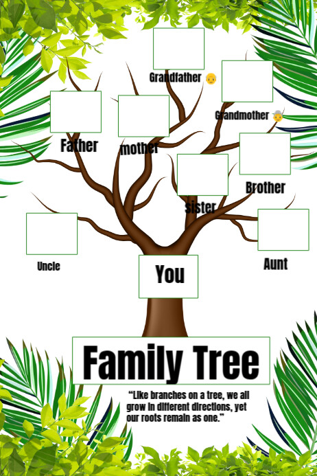 Copy of White Professional Family Tree Poster Design Green Tree Post ...