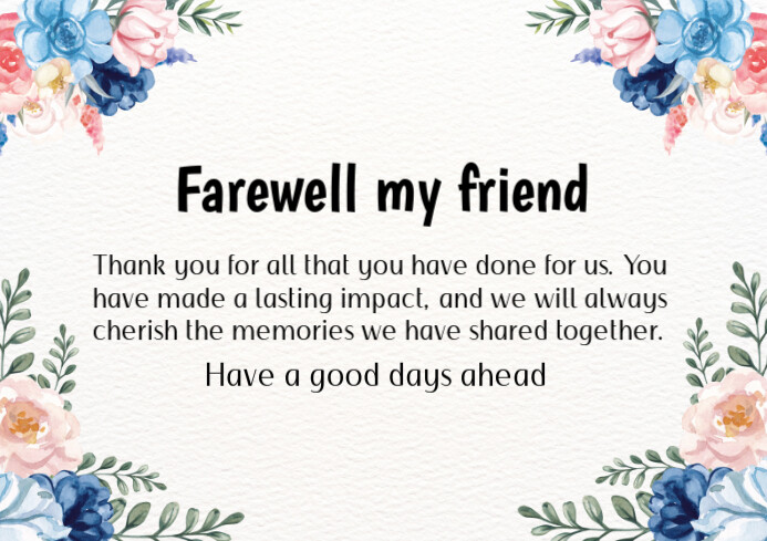 White Professional Farewell Card, Farewell Greeting Card, Online ...