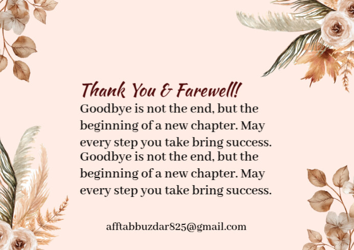 White Professional Farewell Cards A4 Template | PosterMyWall