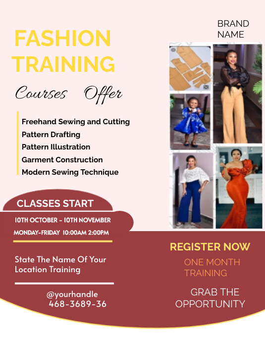 White Professional Fashion Training Courses O Template | PosterMyWall