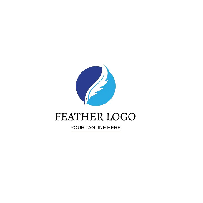 White Professional Feather Logo Templat | PosterMyWall