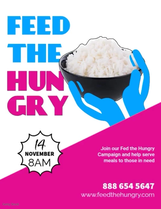 White Professional Feed The Hungry Flyer (us Letter) Template ...