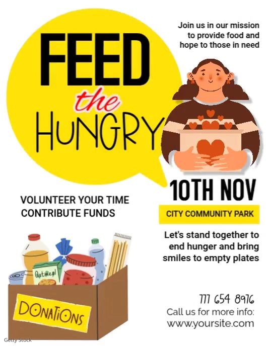 White Professional Feed The Hungry Flyer (us Letter) Template ...