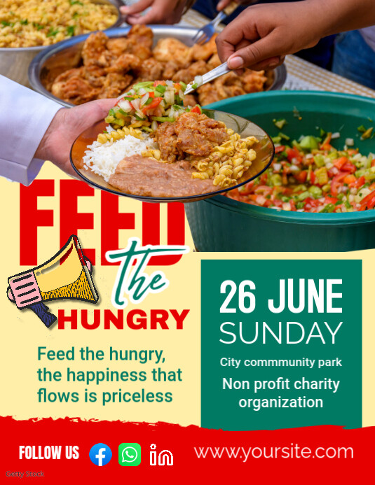White Professional Feed The Hungry Flyer (us Letter) Template ...