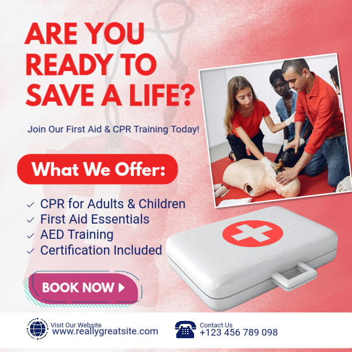 Copy of White Professional First Aid & Cpr Training Flyer Template ...
