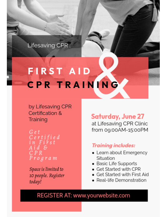 White Professional First Aid & Cpr Training Flyer (us Letter) Template | PosterMyWall