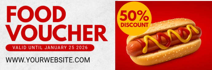 White Professional Food Voucher Twitter Banner Template | PosterMyWall