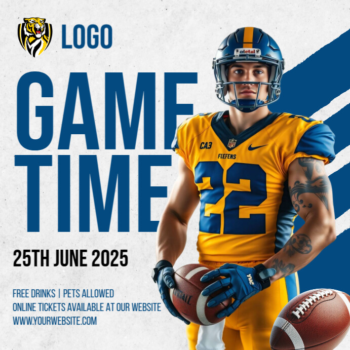 White Professional Football Instagram Post Template | PosterMyWall
