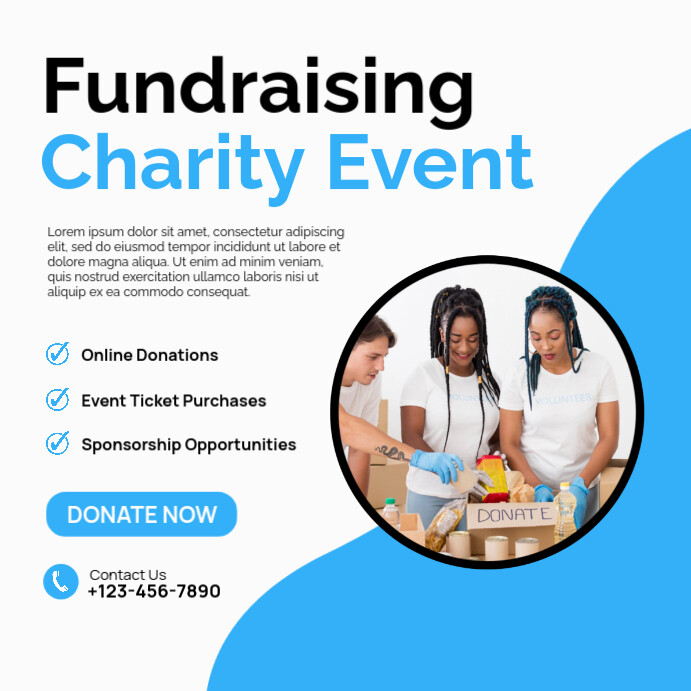 White Professional Fundraising Charity Event Instagram Post Template ...