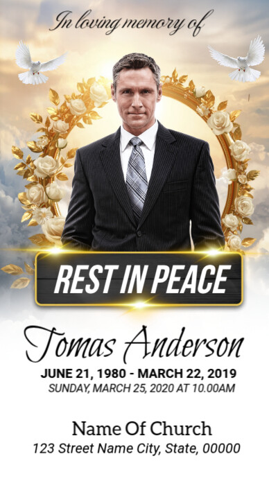 Copy of White Professional Funeral Program Instagram Story | PosterMyWall