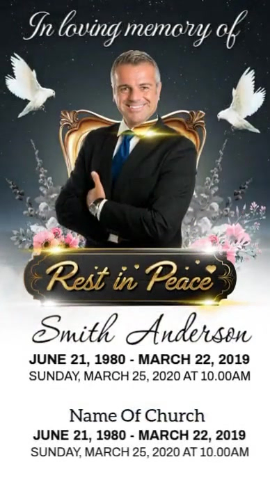 White Professional Funeral Program Template Instagram Story | PosterMyWall