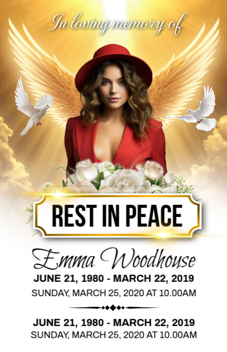 White Professional Funeral Program Template Tabloid | PosterMyWall