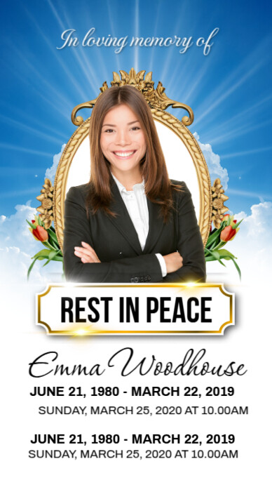 White Professional Funeral Program Template Instagram Story | PosterMyWall