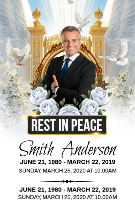 White Professional Funeral Program Template Tabloid | PosterMyWall