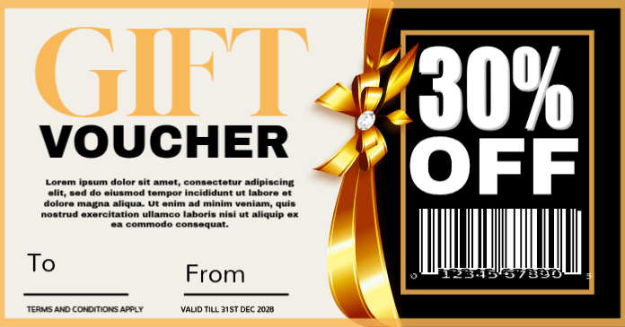 White Professional Gift Voucher Facebook Shared Image Templat ...