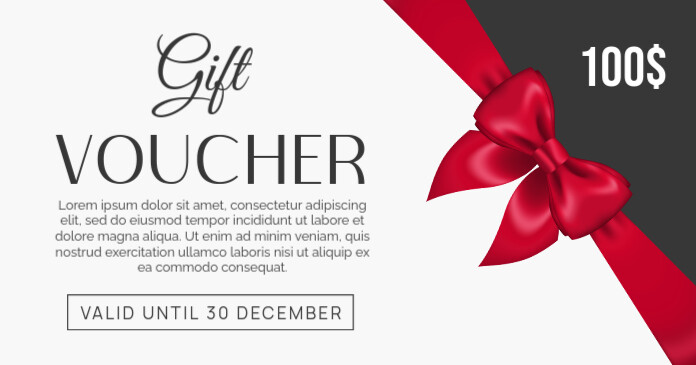 White Professional Gift Voucher Facebook Shared Image Template ...