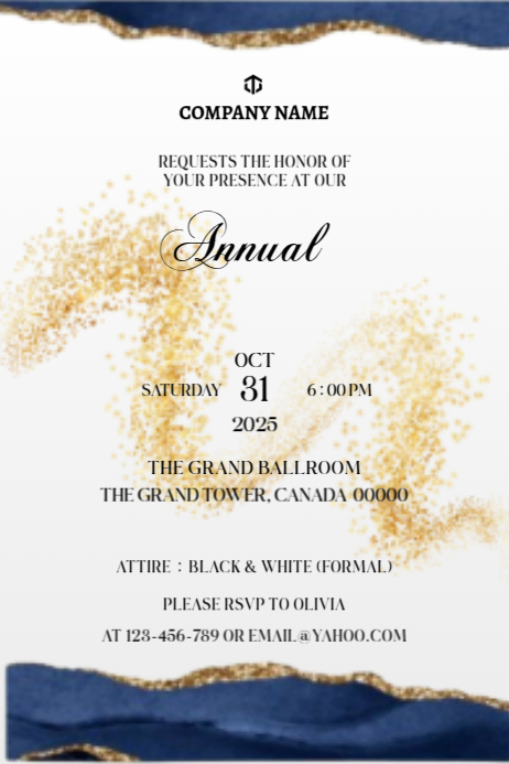 Copy of White Professional Gilded Agate Formal Gala Invitation Poster ...