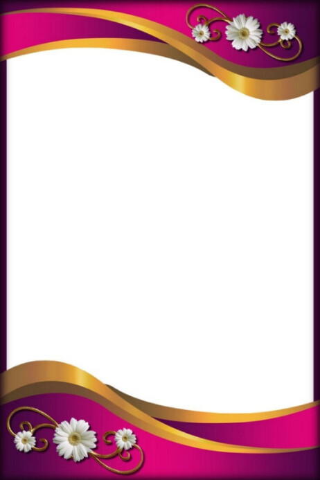 White Professional Golden Floral Border Frame Poster Template ...