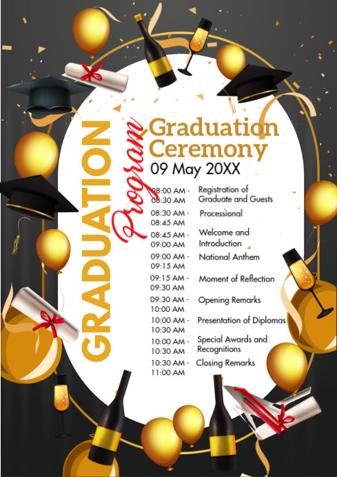 Copy of White Professional Graduation Event Program Flyer A4 | PosterMyWall