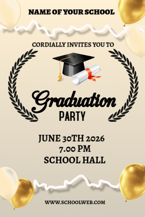 White Professional Graduation Invitation Poster Template | PosterMyWall