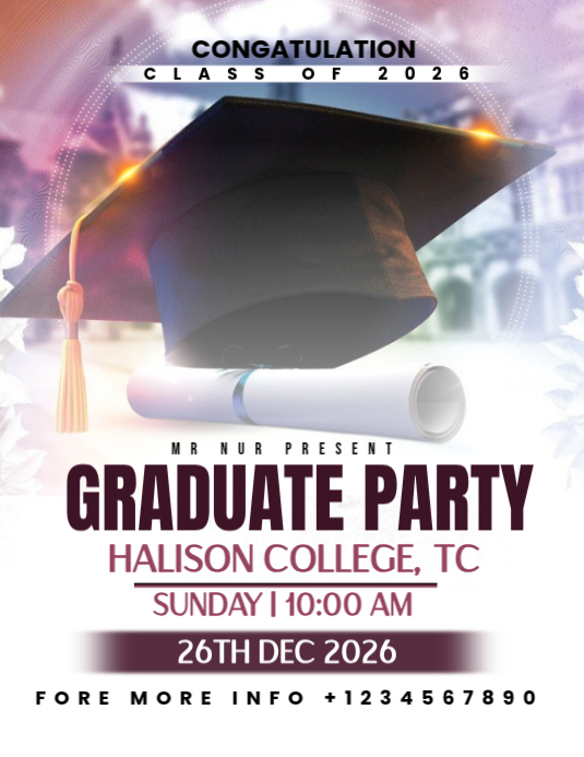 White Professional Graduation Party Flyer Template | PosterMyWall