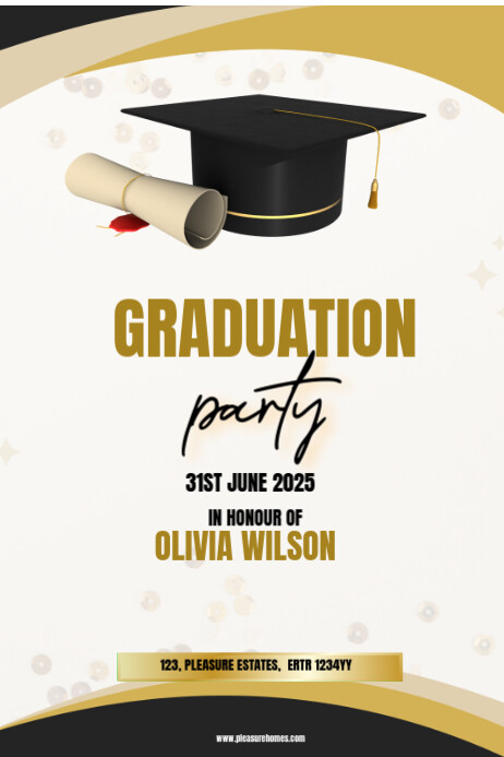White Professional Graduation Party Invitation Templates Poster ...