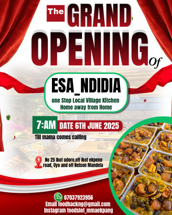 White Professional Grand Opening Food Flyer Instagram Portrait Template ...