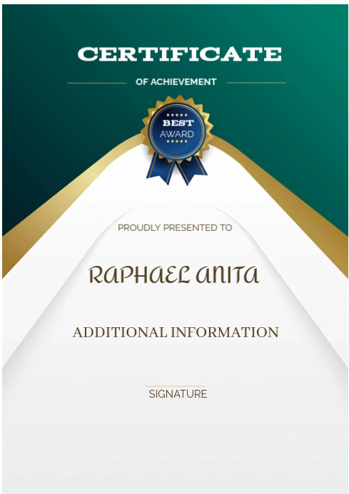 White Professional Green Gold And White Certificate Of Achievement A4 ...