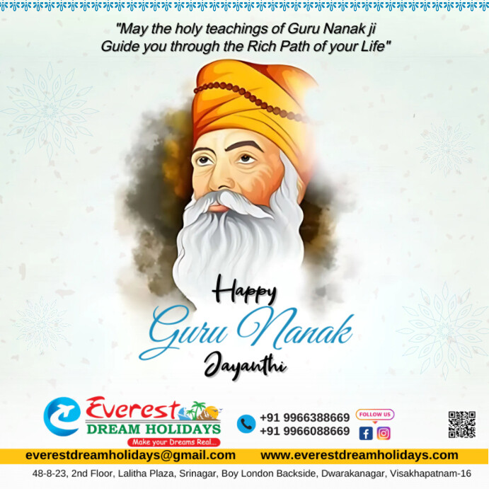 Copy of White Professional Guru Nanak Jayanti Instagram Post | PosterMyWall