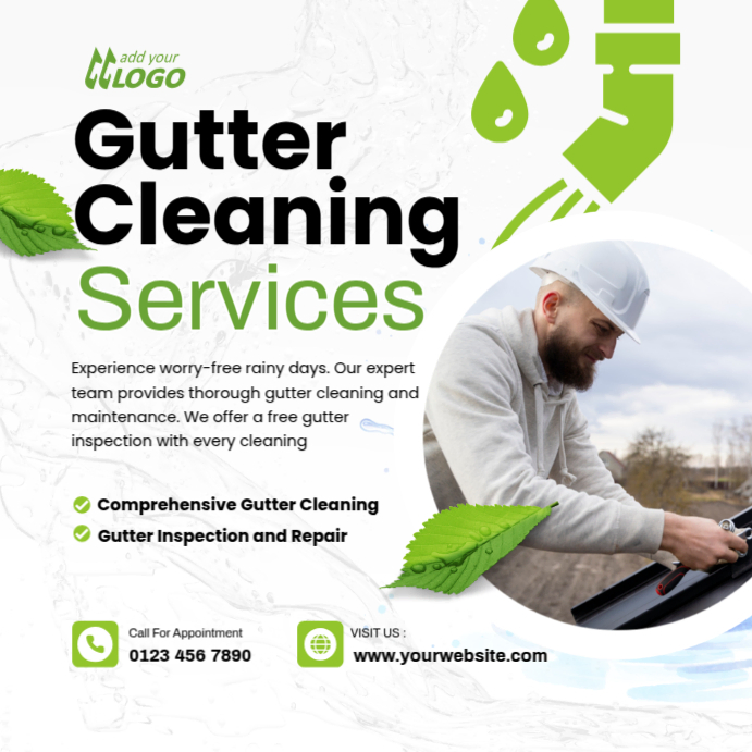 White Professional Gutter Cleaning Service, Instagram Post Template ...
