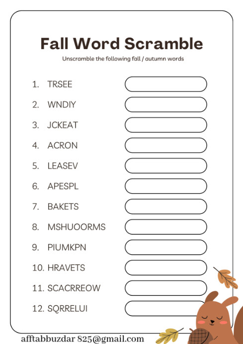 Copy of White Professional Halloween Word Scramble A4 | PosterMyWall