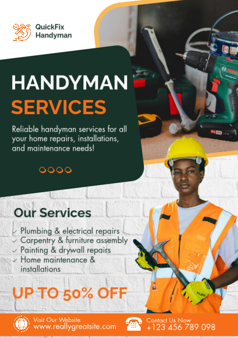 Copy of White Professional Handyman Services Advertisement Template A4 ...
