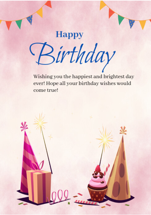 White Professional Happy Birthday A4 Template | PosterMyWall