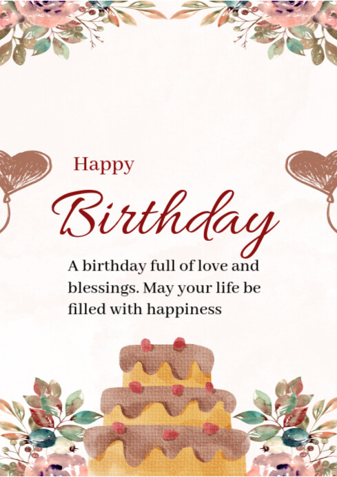 Plantilla de White Professional Happy Birthday A4 | PosterMyWall