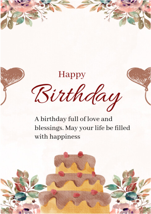Plantilla de White Professional Happy Birthday A4 | PosterMyWall