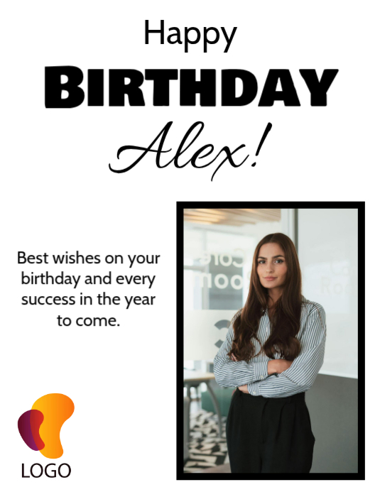 White Professional Happy Birthday Corporate Business Company Card Flyer ...