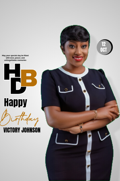 White Professional Happy Birthday Graphics Poster Template | PosterMyWall