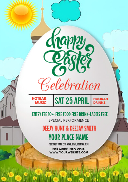 White Professional Happy Easter Celebration A4 Template | PosterMyWall