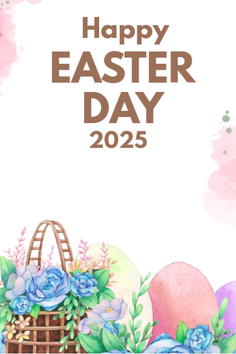 White Professional Happy Easter Day 2025 Poster Template | PosterMyWall