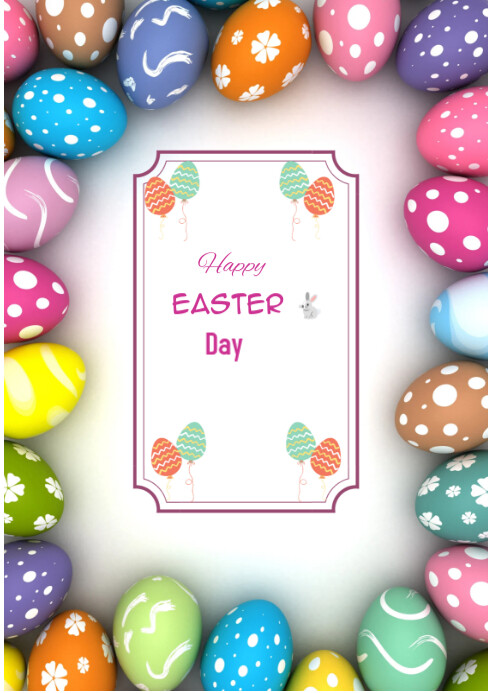 White Professional Happy Easter Day A4 Template | PosterMyWall