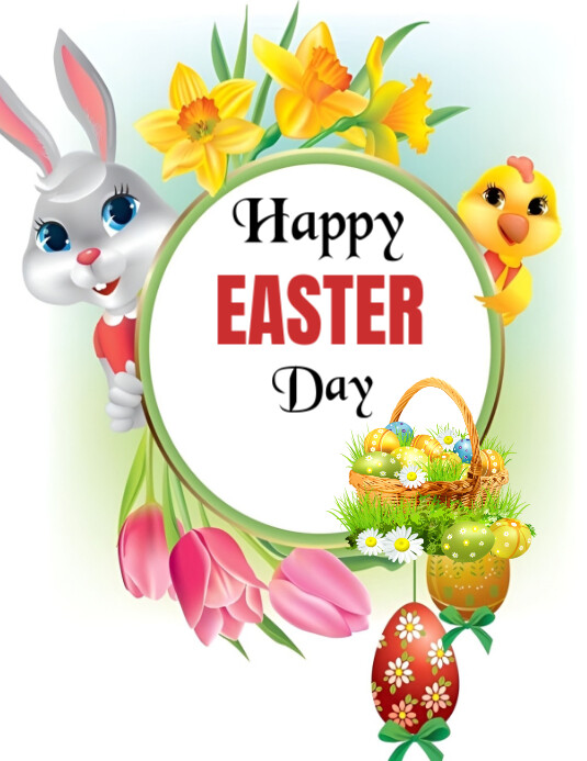 White Professional Happy Easter Day Flyer (us Letter) Template ...