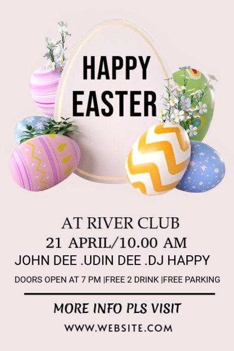 White Professional Happy Easter Day Poster Template | PosterMyWall