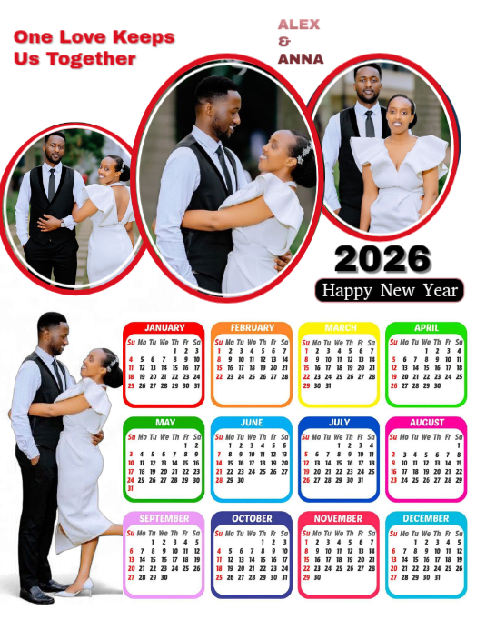 White Professional Happy New Year Calendar Design Mock-up Template ...