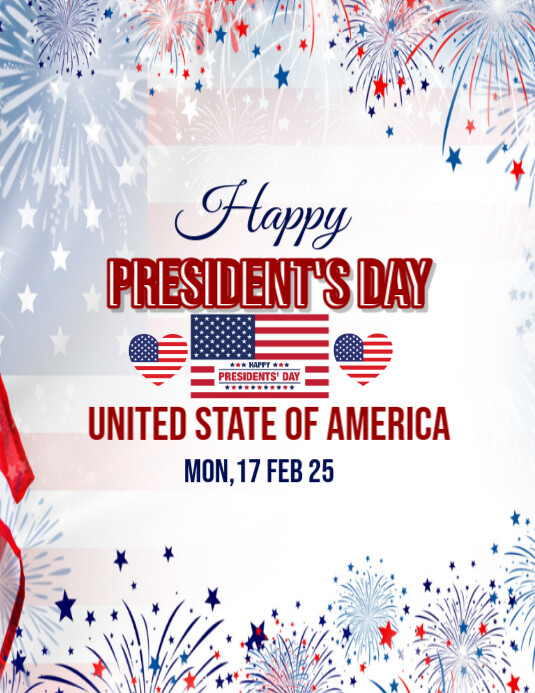 White Professional Happy President Day Template 2025 Flyer (us Letter ...