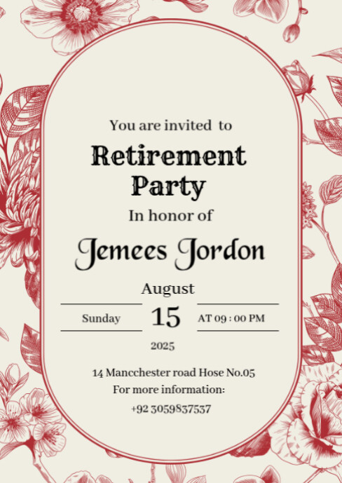 White Professional Happy Retirement Party Invitation Cards A6 Template ...
