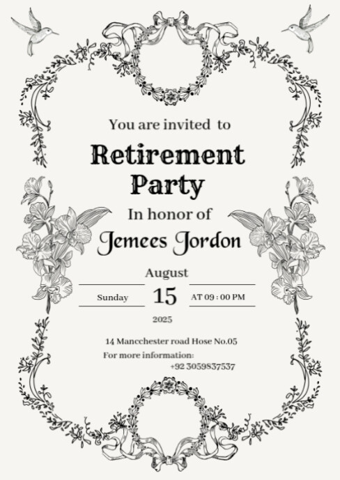 Plantilla de White Professional Happy Retirement Party Invitation Cards ...