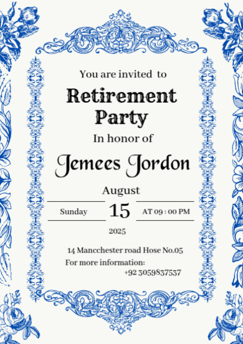 White Professional Happy Retirement Party Invitation Cards A6 Template ...